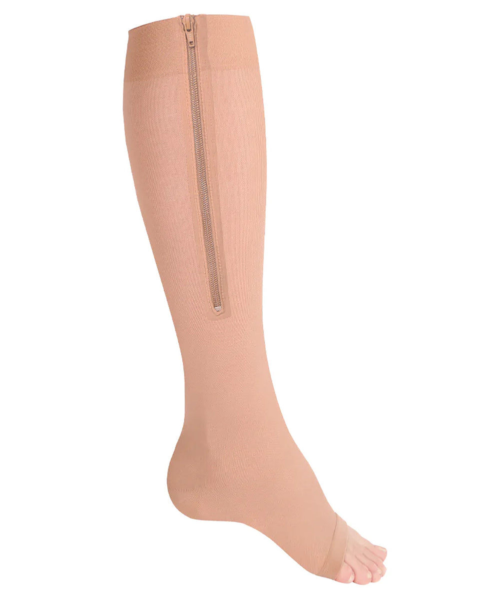 Truform Zippered Compression Socks Knee High Open 15-20 / Unisex Pair