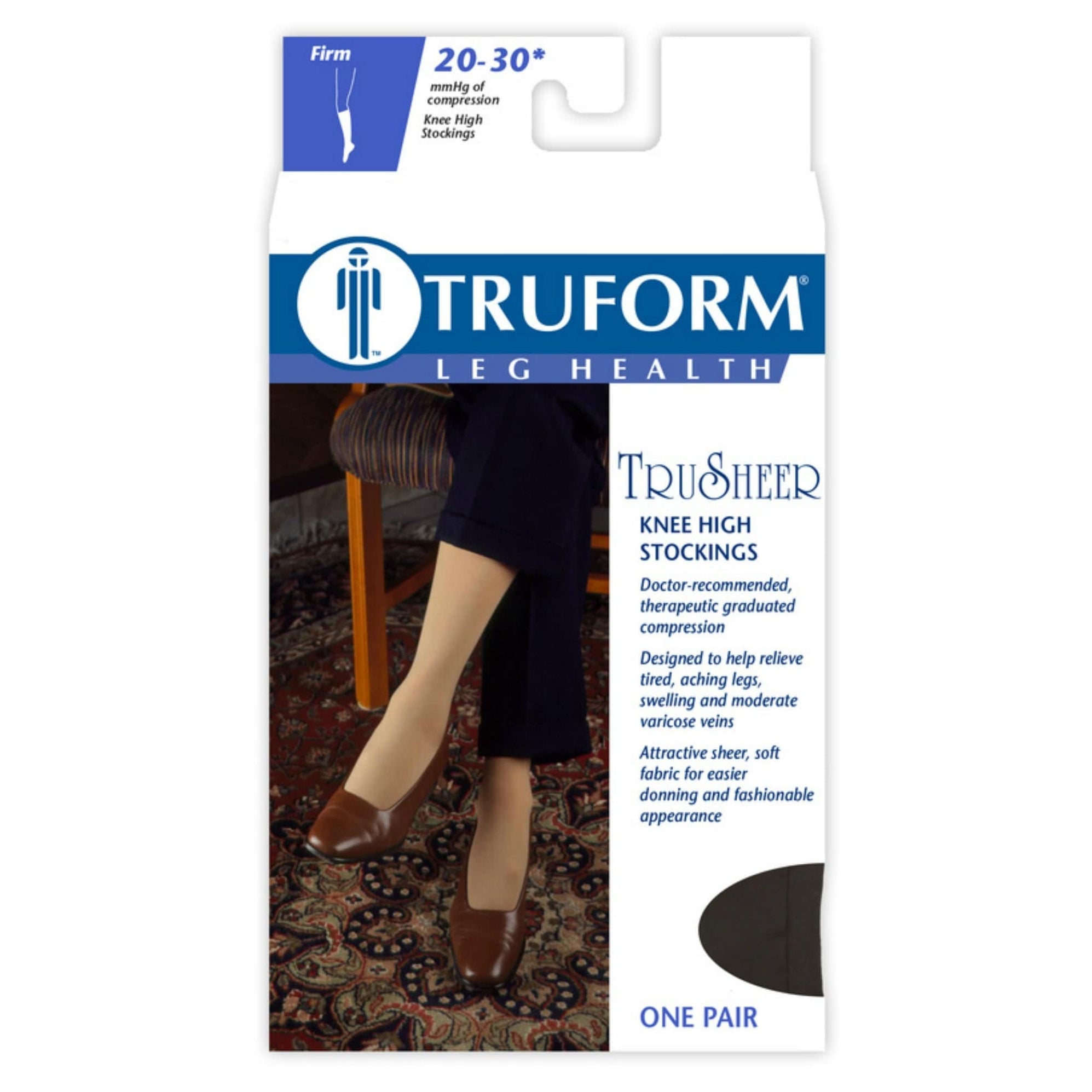TRUFORM Classic Medical Closed Toe Knee High Support Stockings 20-30 m ...